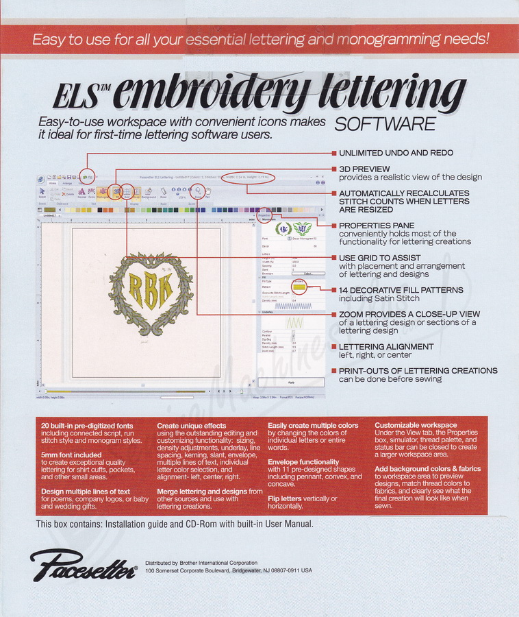 Brother ELS Embroidery Lettering Software